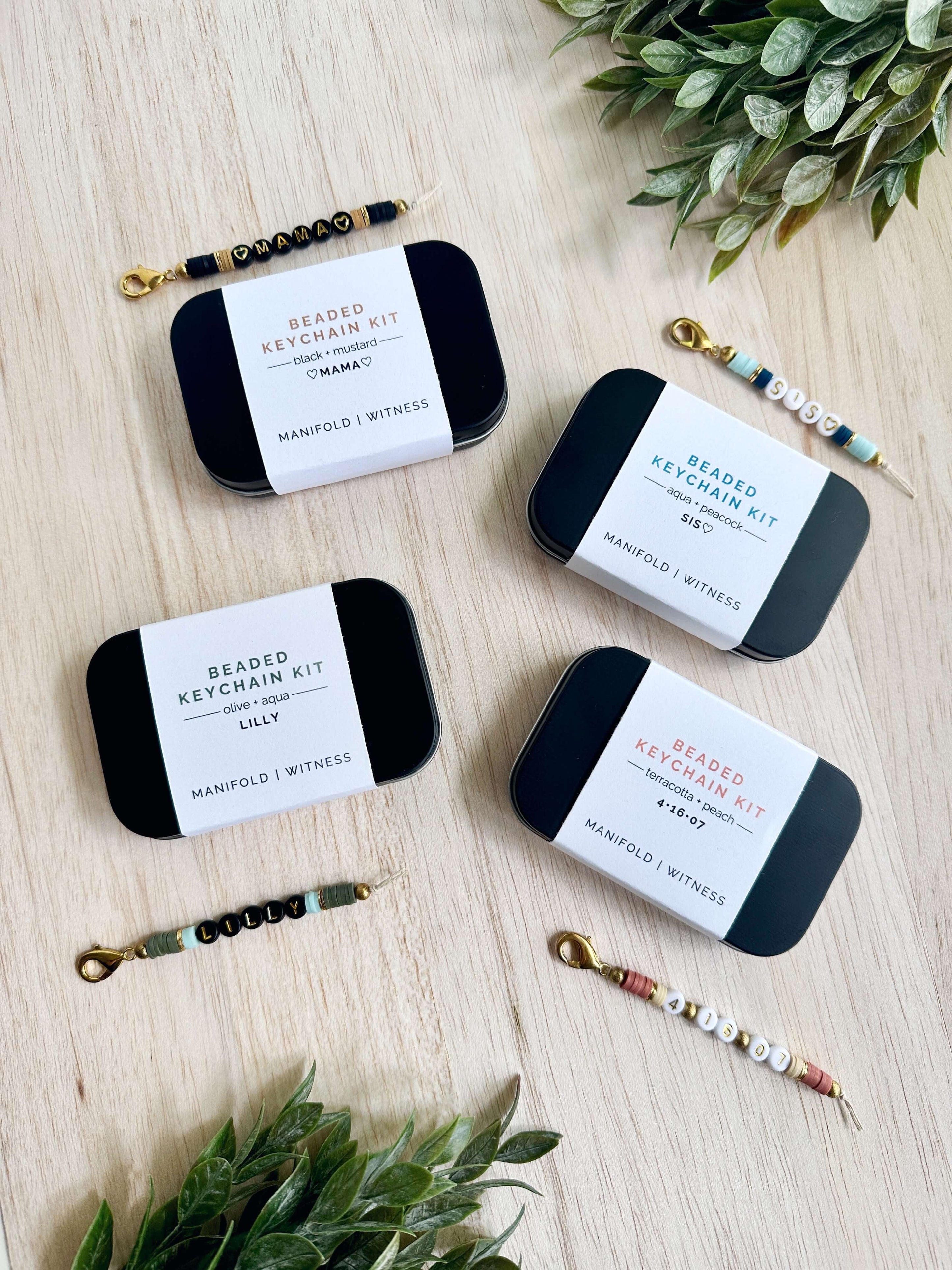 Personalized Letter Bead Keychain Kit | Reusable Aluminum Tin ...